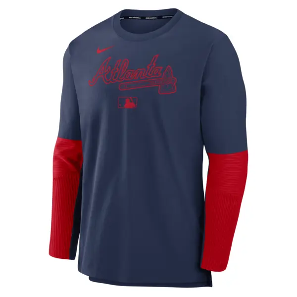 Nike Atlanta Braves Authentic Collection Player Dri-fit Mlb Pullover Sweatshirt - Blue