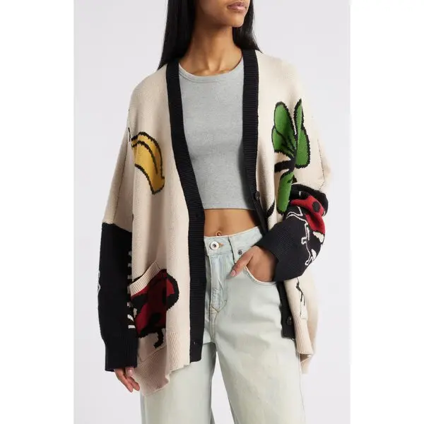 DRESSED IN LALA Lucky Clover Oversize Cardigan