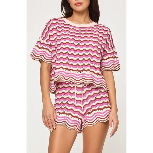 L*Space Sun Chaser Stripe Cover-up Shorts - Shell Yeah Crochet