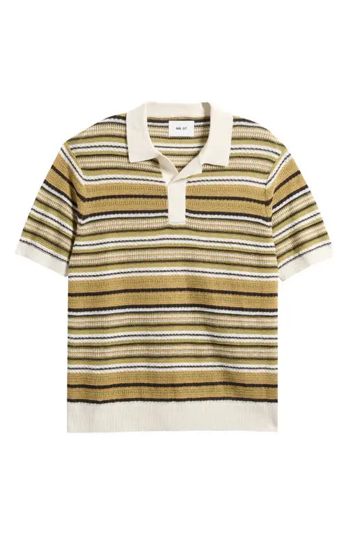 Nn07 Noam 6689 Textured Stripe Linen Polo Sweater