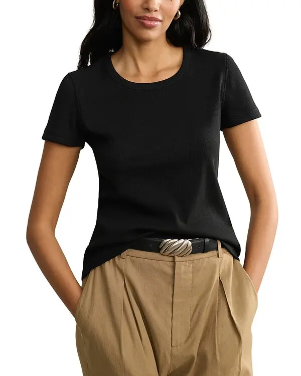 Jenni Kayne Ribbed Crewneck Tee - Black