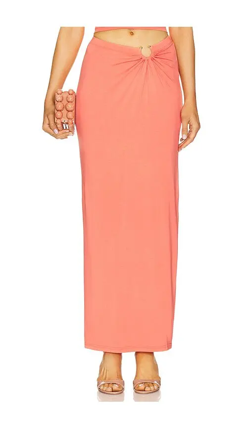 Good American Stretch Jersey Maxi Skirt - Coral002