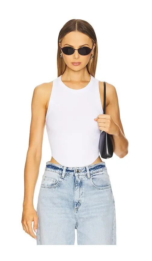Good American Micro Rib Tank Top - White001