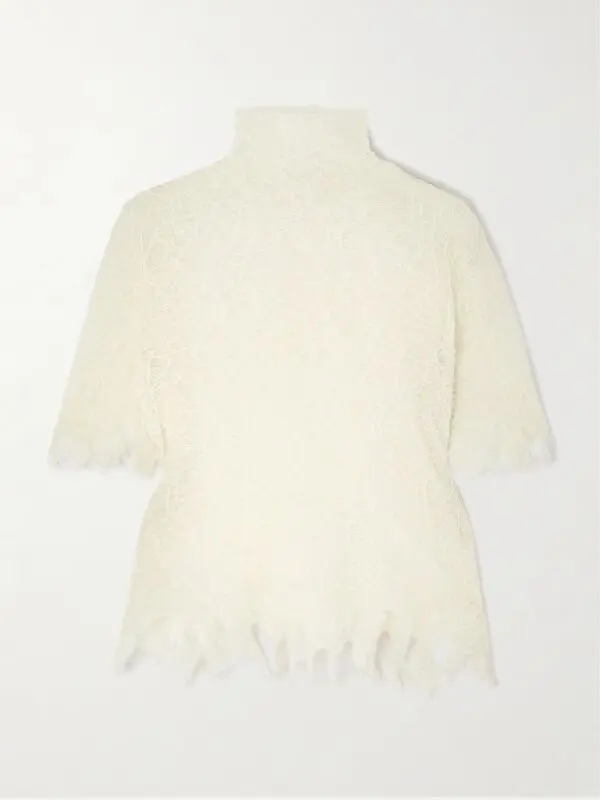 Alexander McQueen Distressed Cotton And Silk-blend Lace Turtleneck Sweater