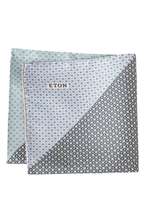 Eton Patchwork Silk Pocket Square - Light Blue