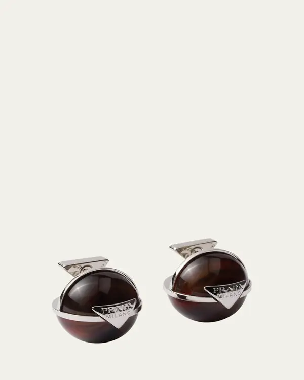 Prada Metal And Plexiglass Stud Earrings - Bruciato Tart