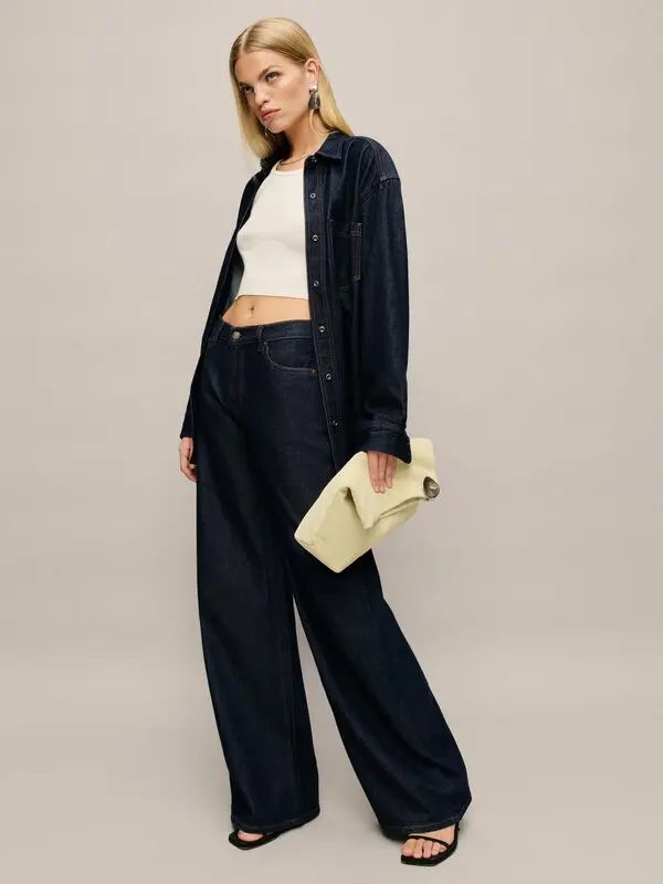 REFORMATION Rui Lived-in Wide Leg Baggy Jeans - Quarry