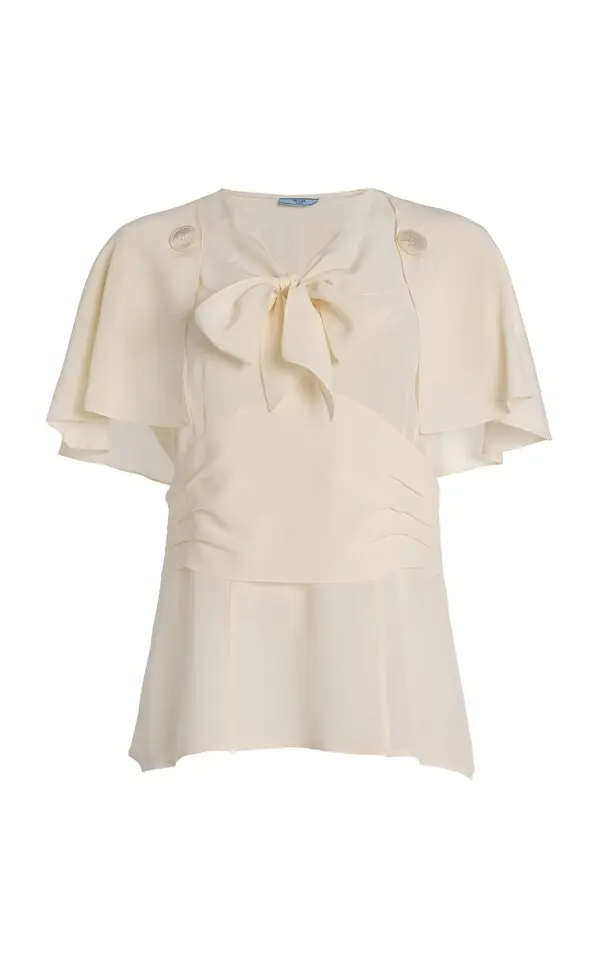 Prada Marocain Silk Top - White