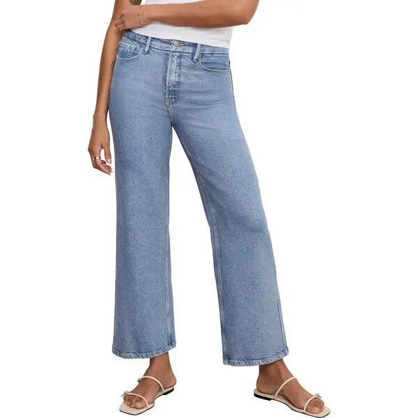 Good American Soft Tech Good Skate Crop Wide Leg Jeans