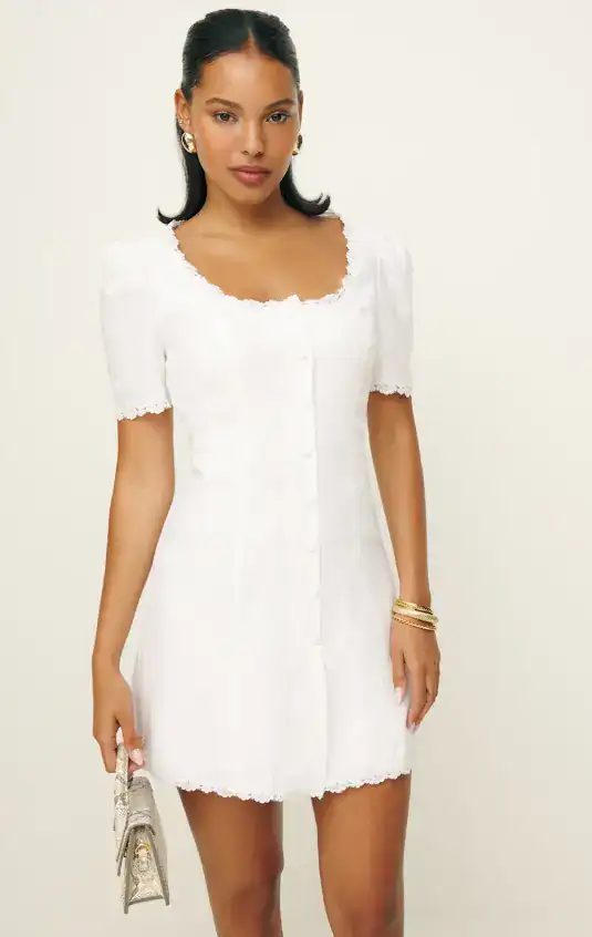 Reformation Linen Mini Dress - White | Editorialist