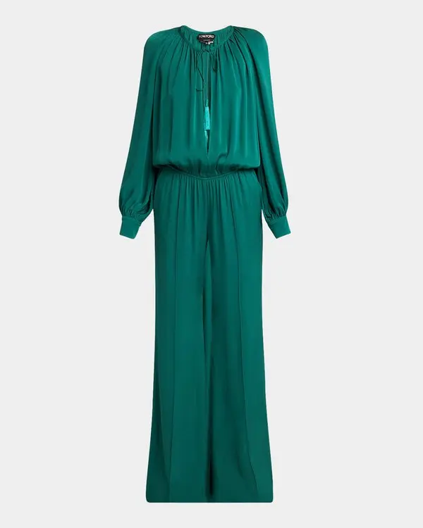 TOM FORD Long-sleeve Crepe Cady Jumpsuit - Jade