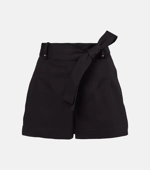 Moncler Belted Gabardine Shorts - Black