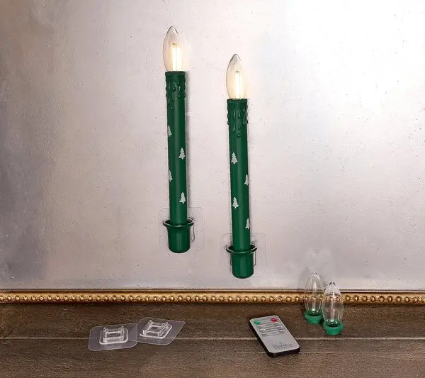 BETHLEHEM LIGHTS As Is S/2 Flameless Taper Candles W/hold