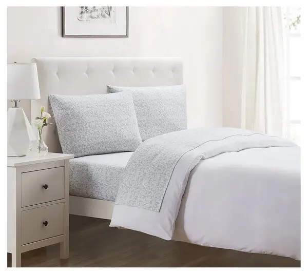 Tahari Home Scroll Triple Brushed Cotton Sheet Et, Full