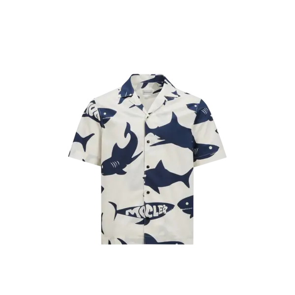 Moncler Shark Print Cotton Short Sleeve Shirt - Multicolor