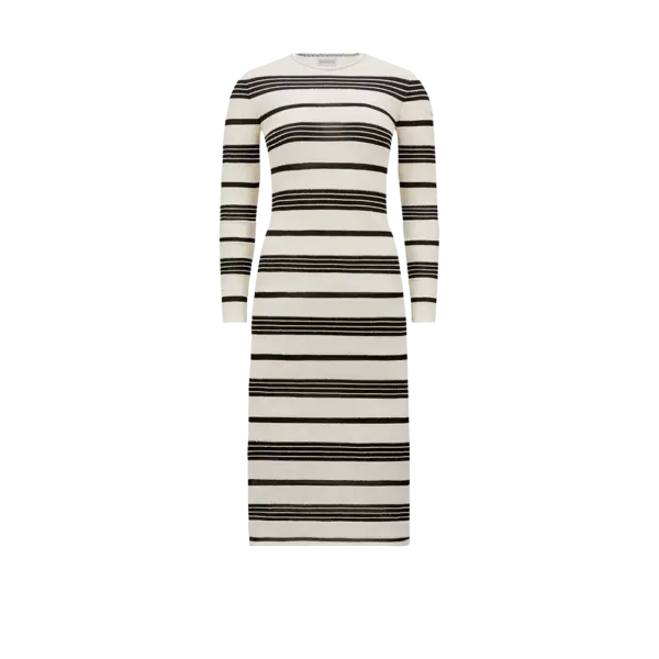 Moncler Striped Bouclé Midi Dress