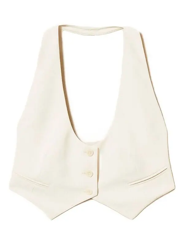 TWINSET Sleeveless Vest With Pointed Hem - White