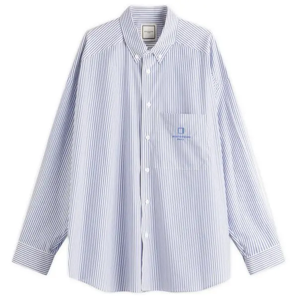 WOOYOUNGMI Stripe Pocket Logo Shirt - Blue