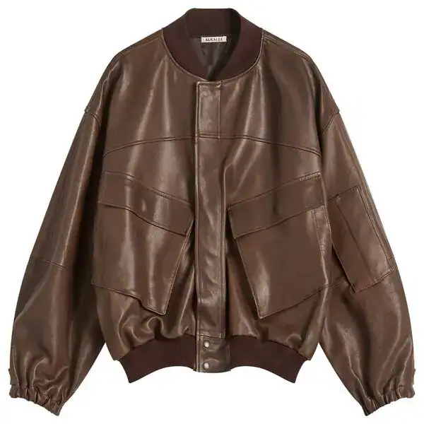 Auralee Lamb Leather Flight Blouson In Brown - 35% Off | Editorialist