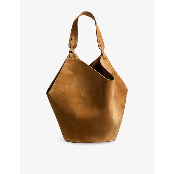 Khaite Lotus Medium Suede Tote Bag - Mud