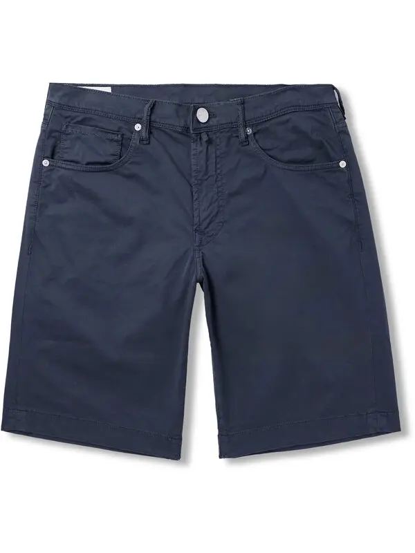 Incotex Straight-leg Cotton-blend Shorts - Blue