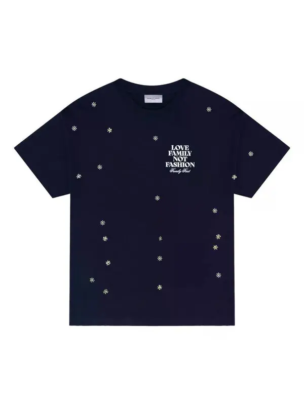 FAMILY FIRST Floral-embroidered T-shirt - Blue
