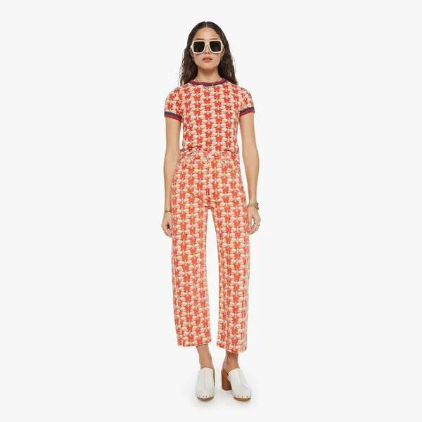 MOTHER X La Doublej Printed Wide-leg Jeans
