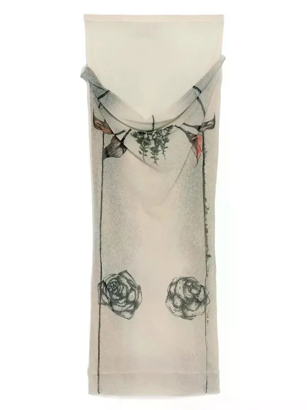 Jean Paul Gaultier Tattoo-print Mesh Midi Skirt - Neutrals