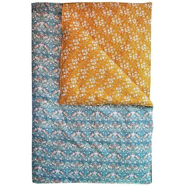 COCO & WOLF Liberty Fabric Strawberry Thief & Capel Mustard Print Heirloom Quilt