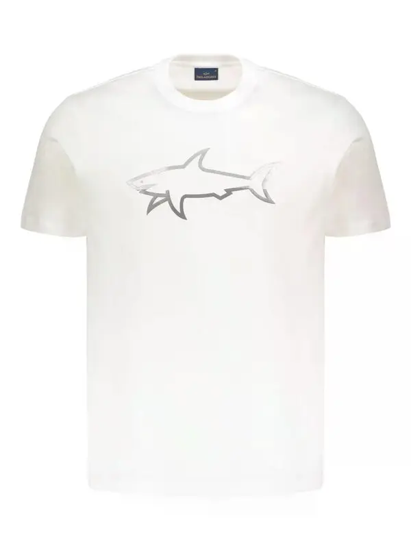 Paul & Shark Reflective Shark-print Cotton T-shirt - White