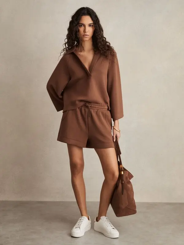REISS Jodie Modal-blend Jersey Sweatshirt - Toffee Brown