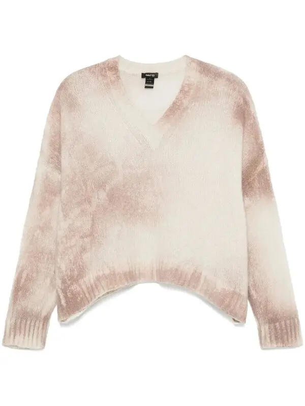 Avant Toi Marble Effect Brushed Cashmere And Silk Pullover - Brown