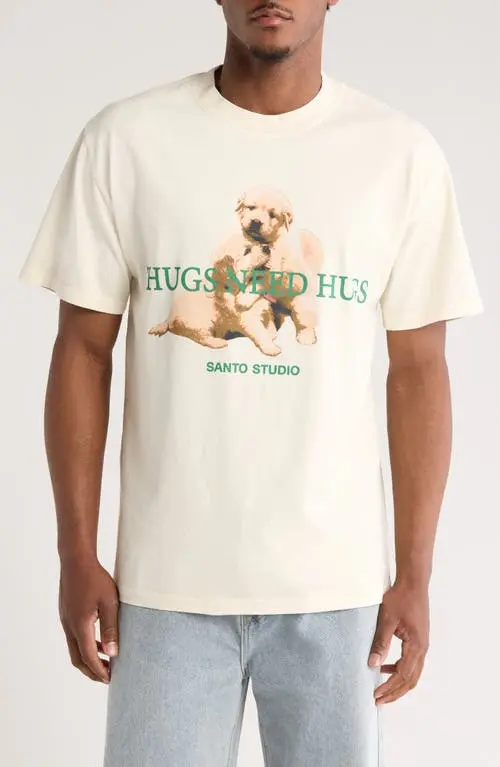 SANTO STUDIO Thugs Need Hugs Cotton T-shirt - Tan