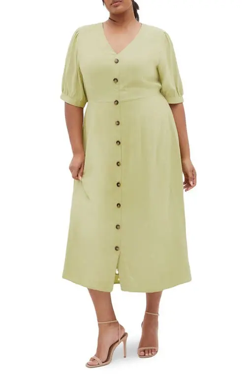 City Chic Charli Button-up Midi Dress - Light Khaki