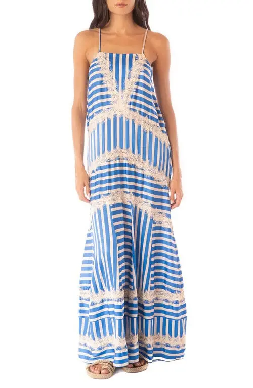 MAAJI Azure Rosalia Lace Trim Stripe Cover-up Dress