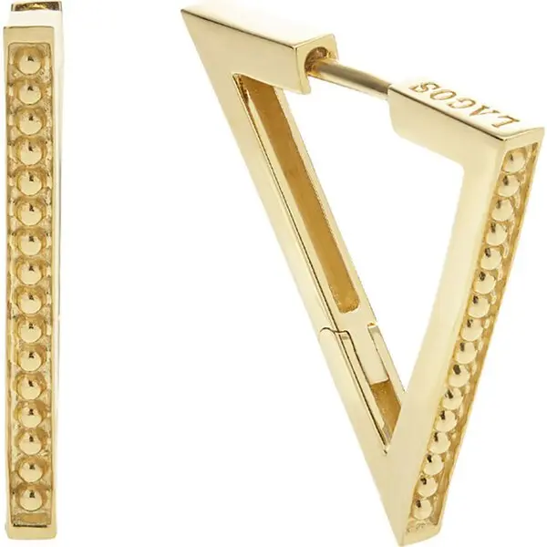 Lagos 18k Caviar Triangle Hoop Earrings