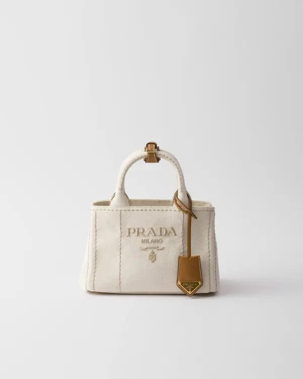 Prada Jardinière Mini Linen-blend Bag - Natural