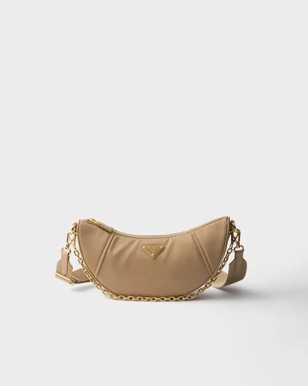 Prada Re-nylon Demi-lune Shoulder Bag - Camel Brown