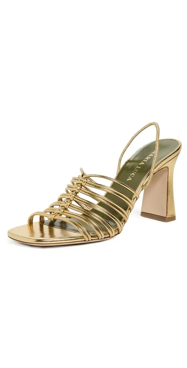 MARIA LUCA Melania Heeled Slingback Sandals - Gold