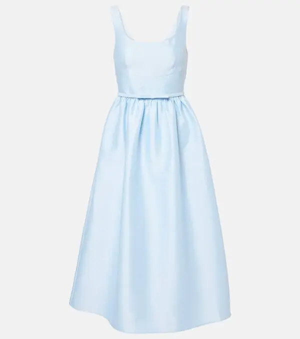 SELF-PORTRAIT Belted Satin Midi Dress