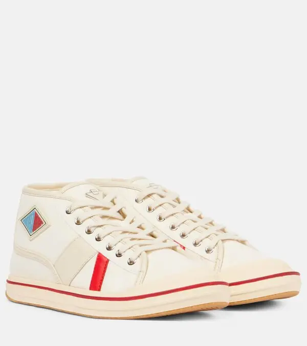 Bottega Veneta Leather-trimmed Canvas High-top Sneakers - White