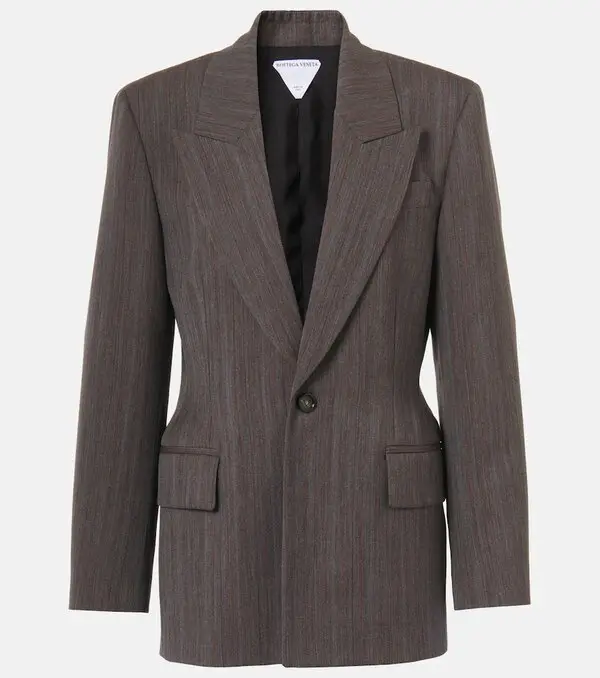 Bottega Veneta Striped Wool Blazer - Grey