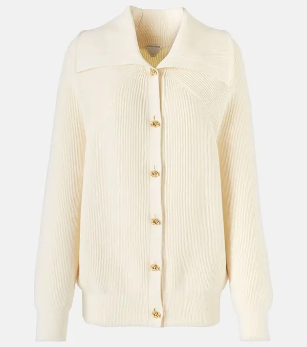 Bottega Veneta Knot Ribbed Knit Cardigan - White