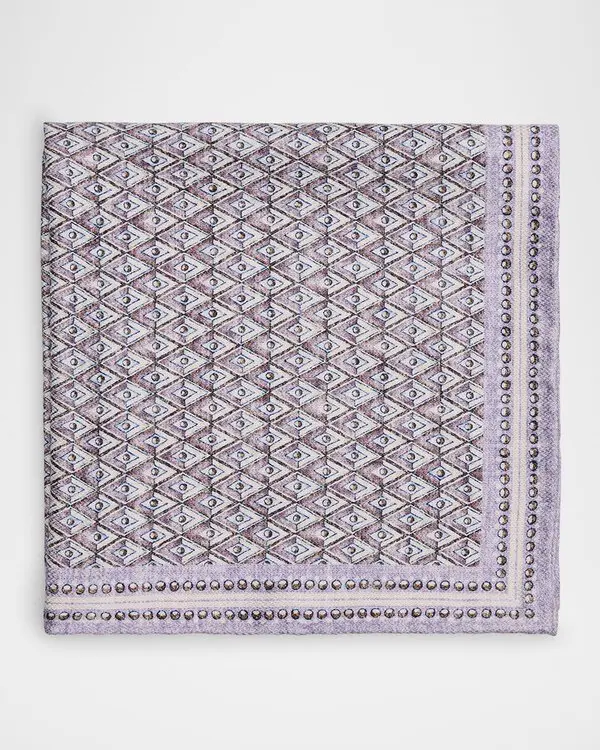 Brunello Cucinelli Silk Geometric Pocket Square - Violet