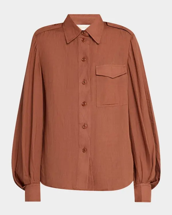 Zimmermann Ramie Utility Shirt - Rust