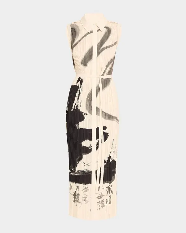 JASON WU Pleated Maxi Shirtdress With Artwork Tong - Calicoblack
