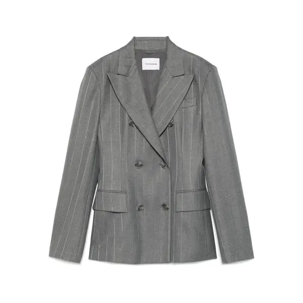 Andamane Pinstripe Double-breasted Jacket - Grey