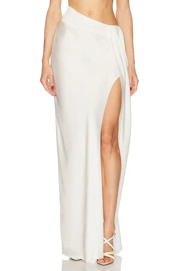 Lapointe Lightweight Satin Asymmetric Skirt - Cream