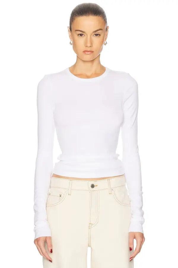 GRLFRND Crew Neck Extra Long Sleeve Tee - White