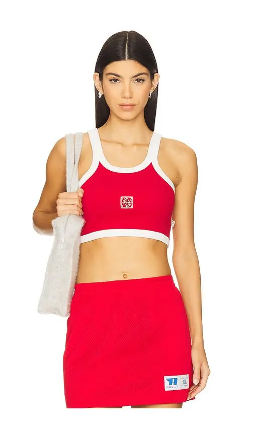 ARAMINTA JAMES Monogram Cropped Tank - Cherry